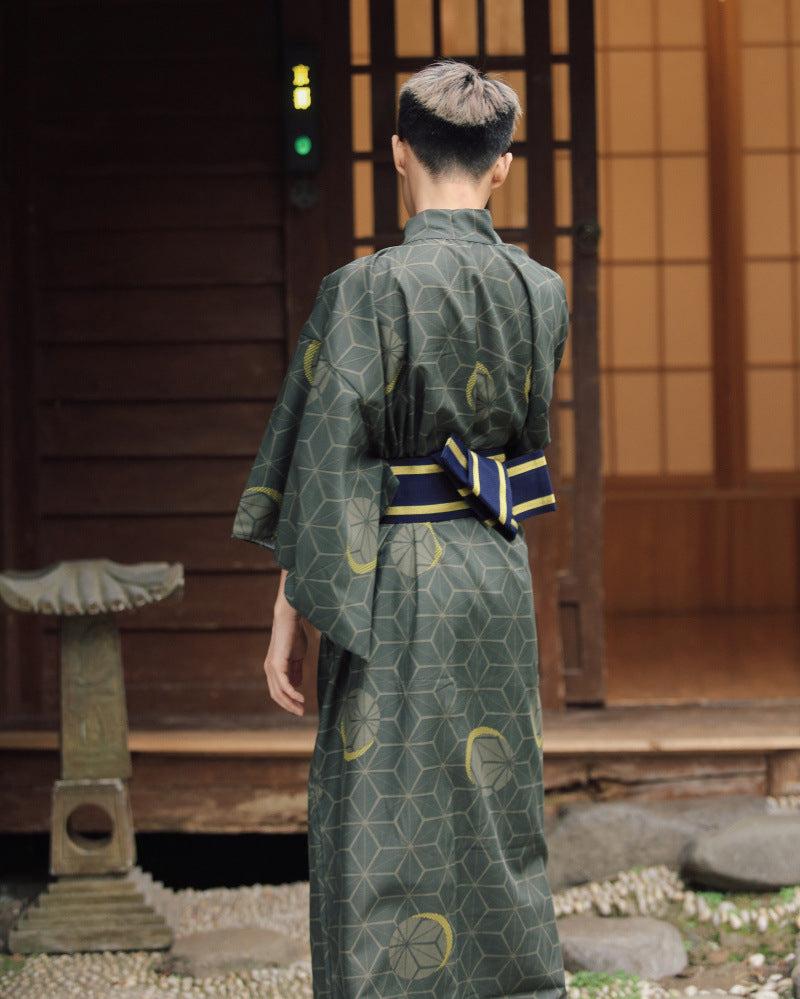 Men Olive Green Yukata Kimono Robe | Zen Breaker