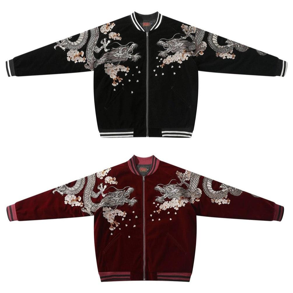 Velvet Twin Dragons Embroidered Jacket | Zen Breaker