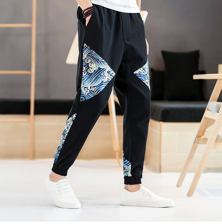 Patchwork Japanese Wave Tight End Pants | Zen Breaker