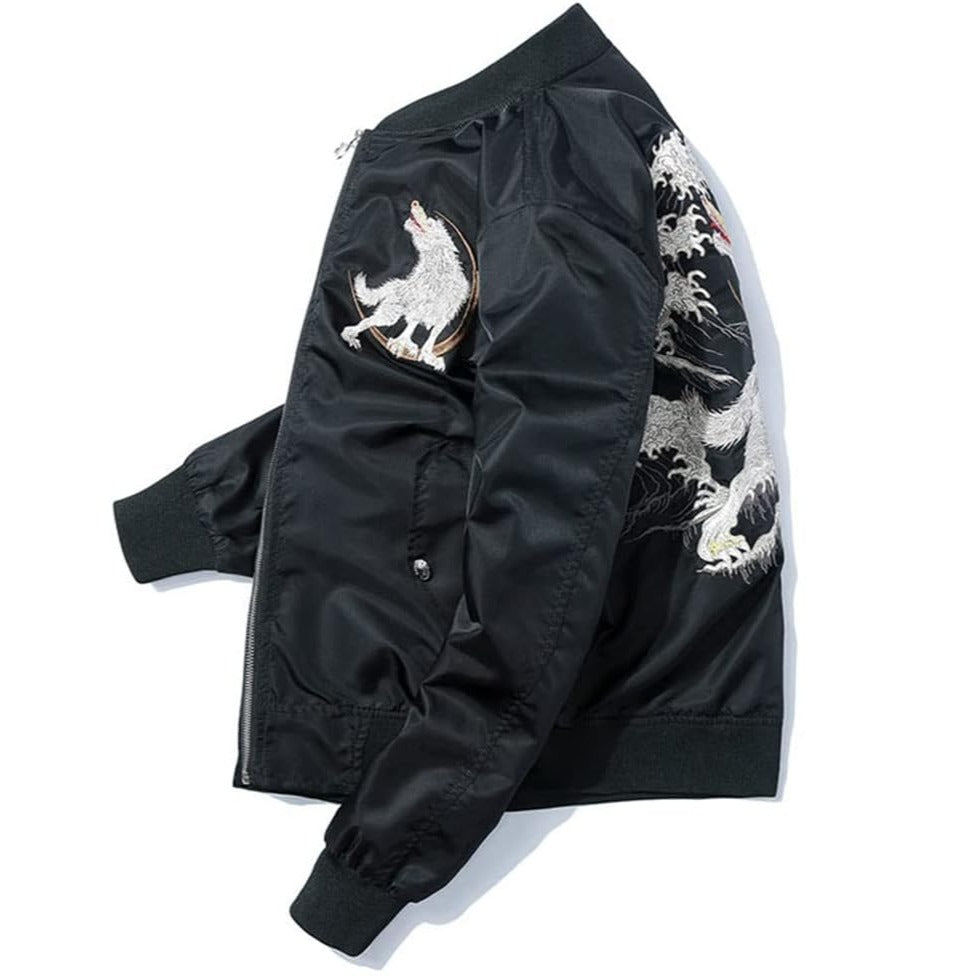Wolf On The Tide Bomber Jacket | Zen Breaker